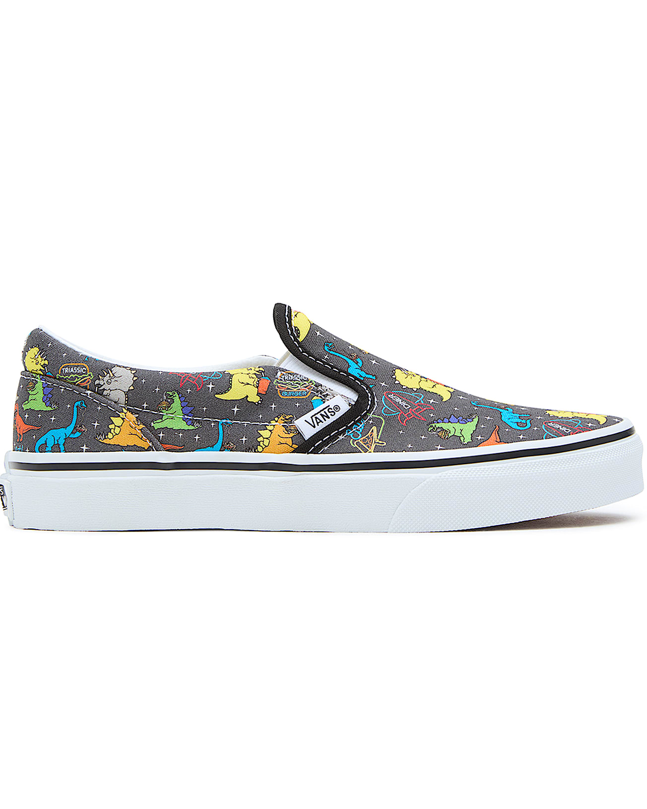 Youth Dino Classic Slip-On Shoes (8-14 years) in Grey/White| Vans UK