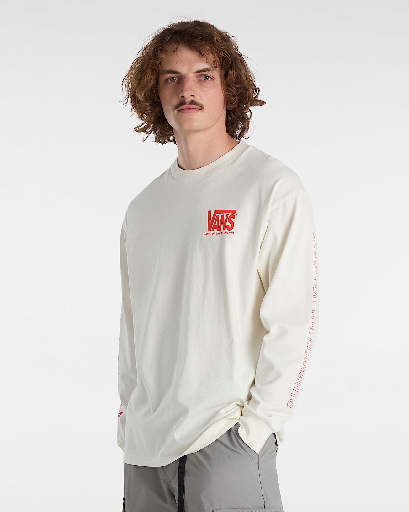 MTE Logo Warp Check Long Sleeve T-Shirt in White| Vans UK
