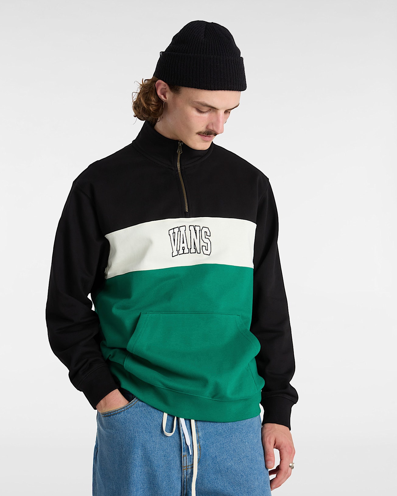 Logo Vintage Colorblock Sweatshirt in Black| Vans UK