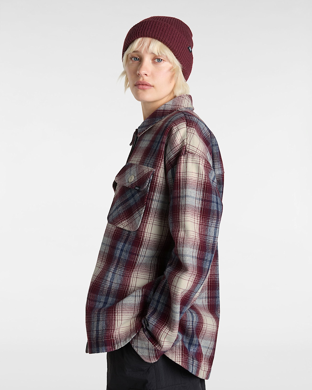 Eliza Woven Shacket in Burgundy| Vans UK