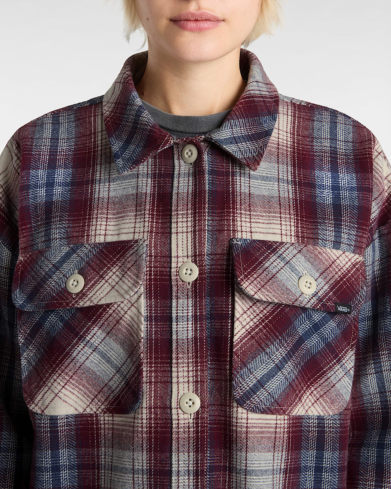 Eliza Woven Shacket in Burgundy| Vans UK