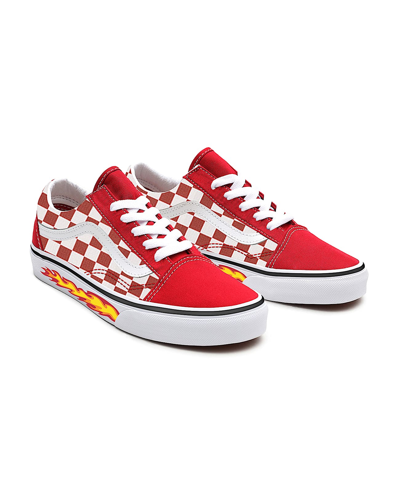Customs Red Checkerboard Flame Old Skool in Red| Vans UK