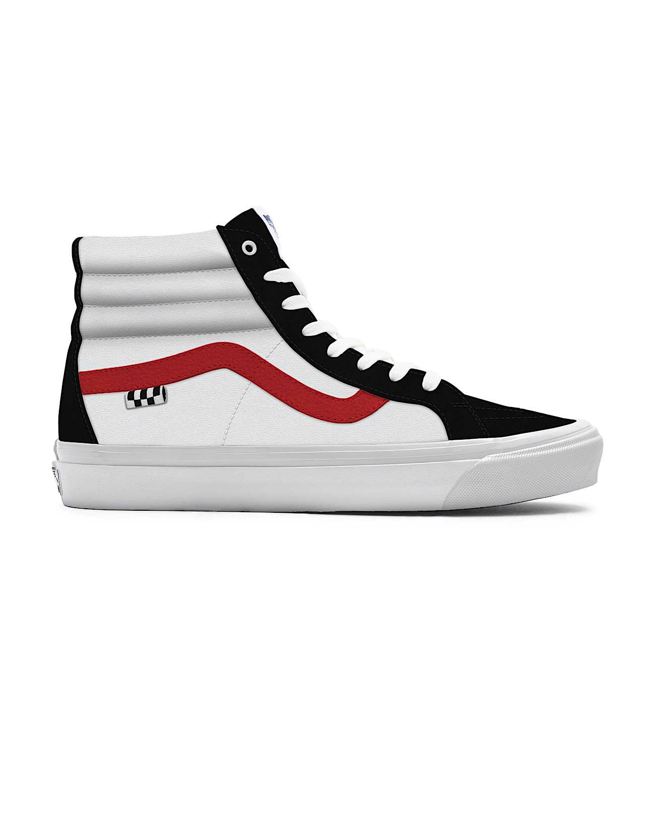 Customs True White and Black Suede Skate Sk8-Hi in Black/White/Red| Vans UK