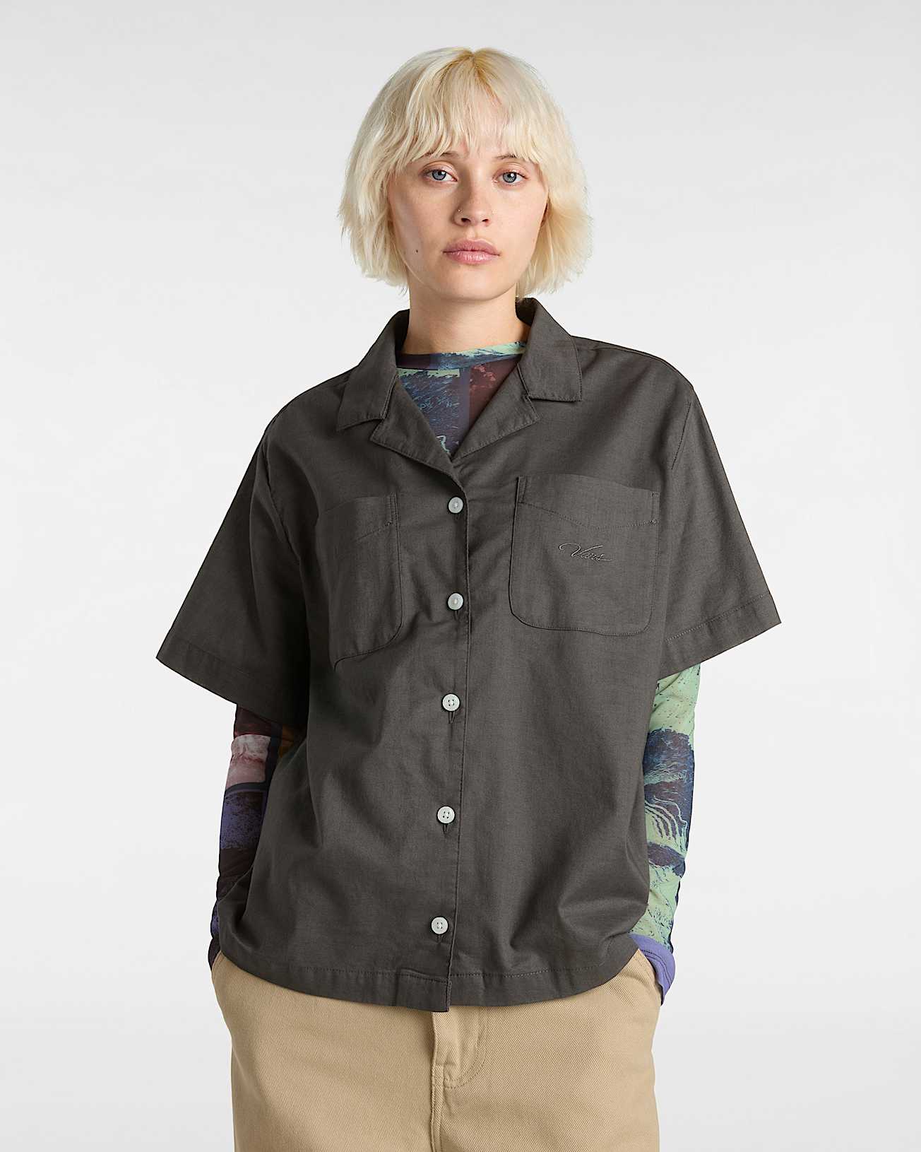 Cassidy Camp Shirt in Grey| Vans UK