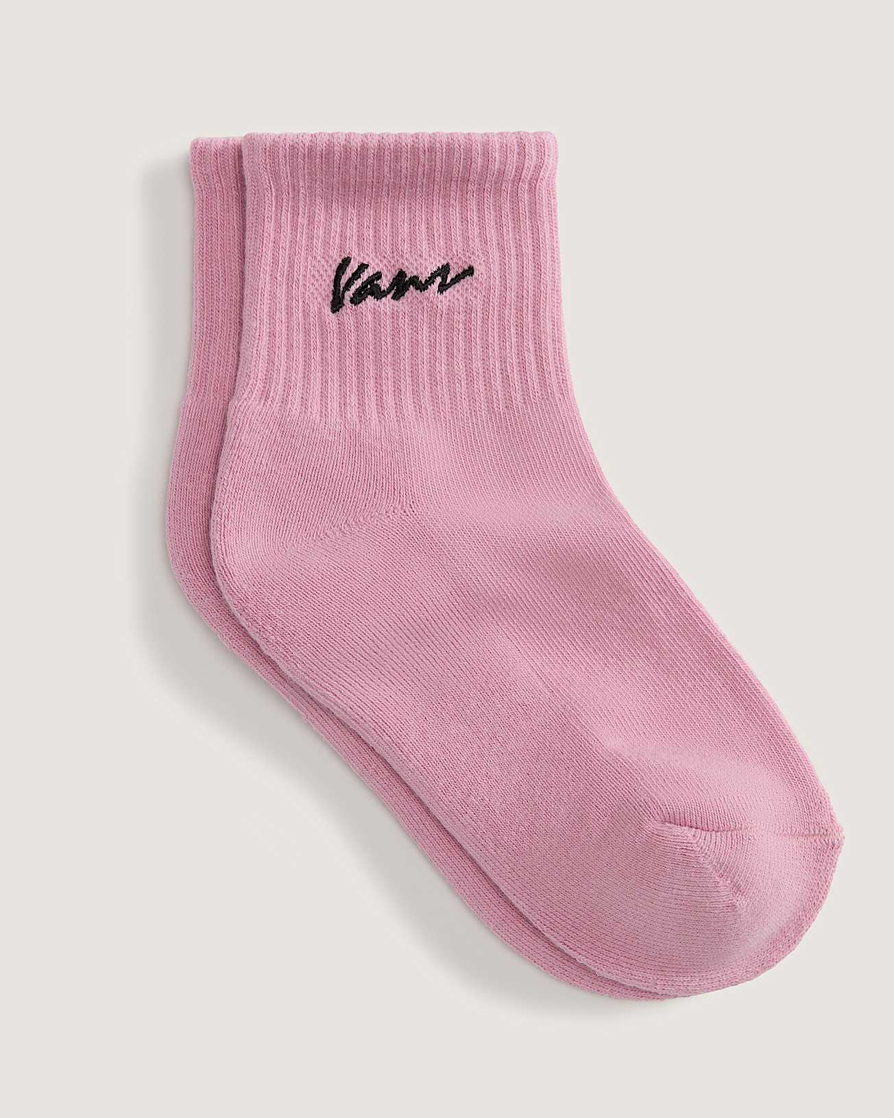 Kids Classic Script Half Crew Socks (1 pair) in Pink| Vans SE