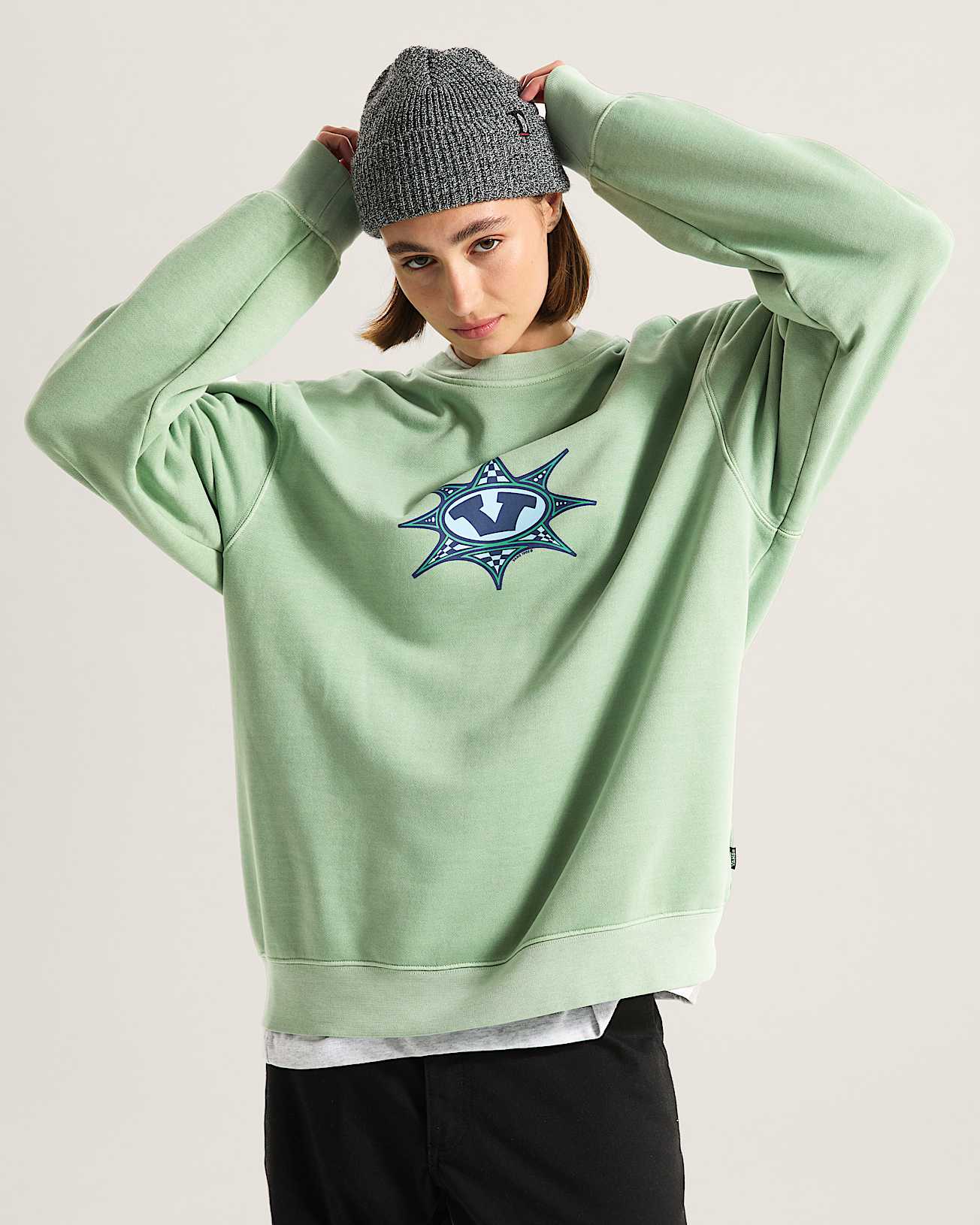 Star Checker Sweatshirt in Blue| Vans UK